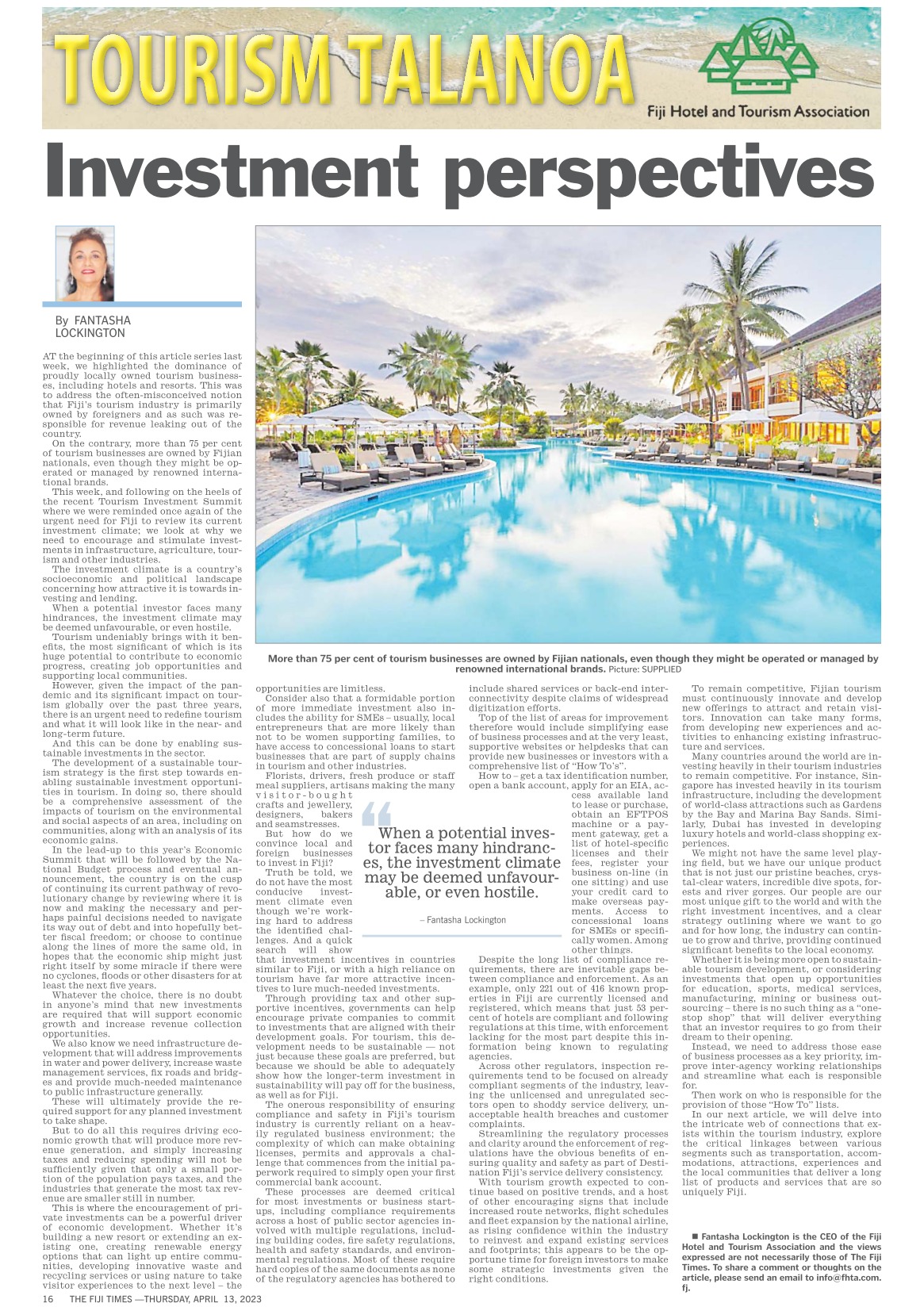 FHTA Media Releases & Tourism Features · Fiji Hotel and Tourism Association